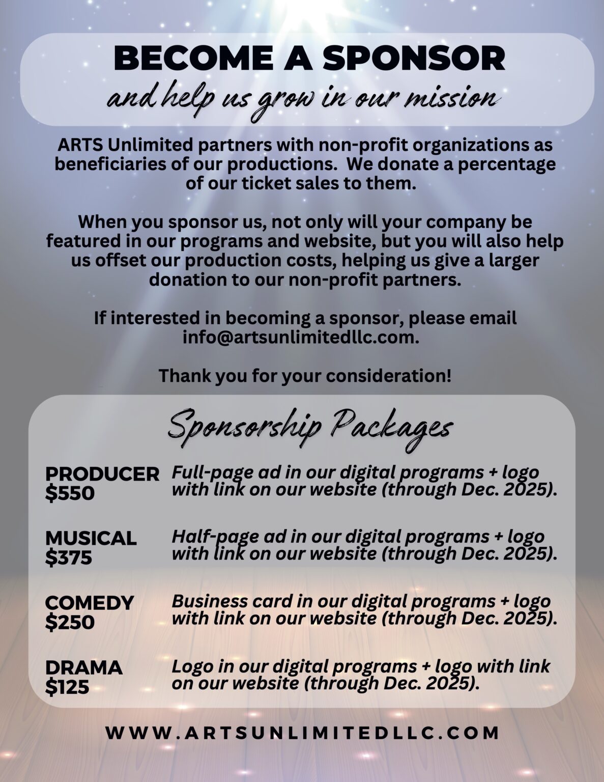 Sponsorship - Arts Unlimited